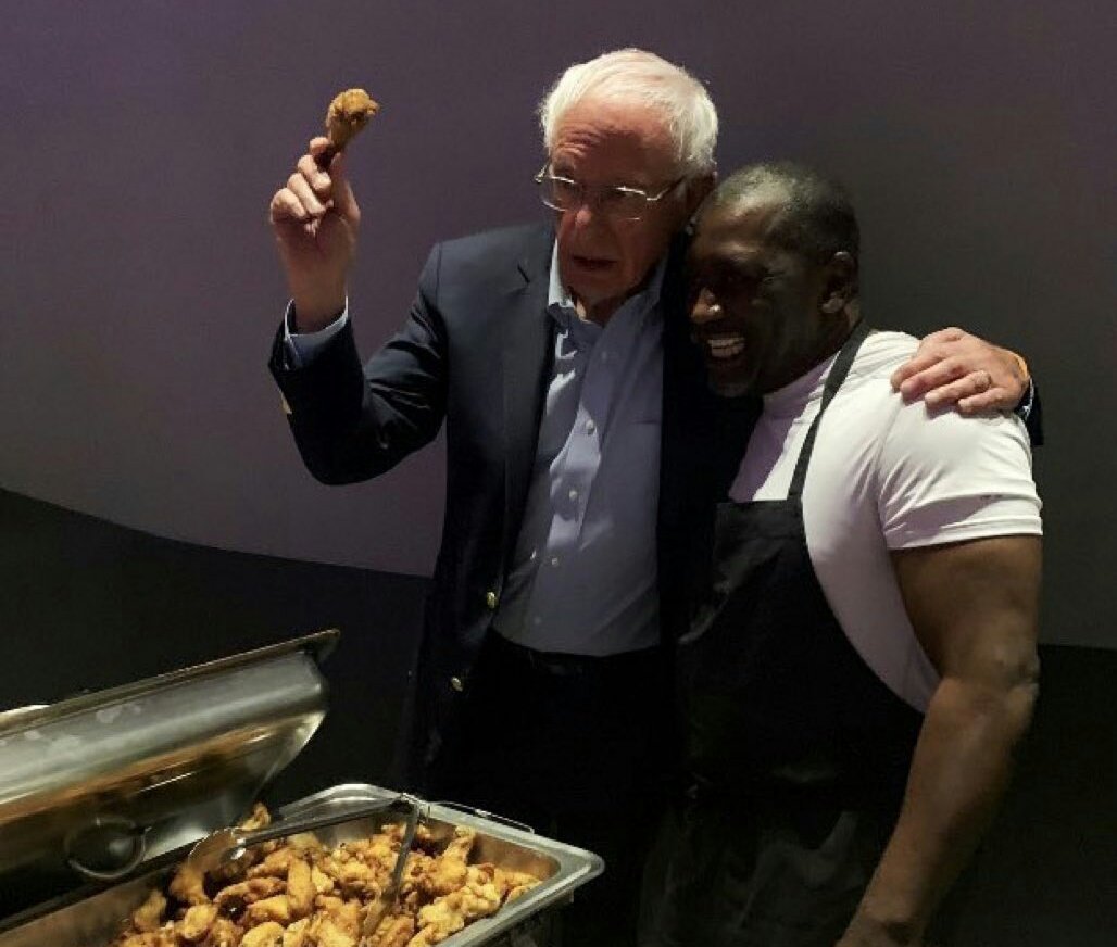 PHOTOS: Bernie Sanders holds up fried chicken leg for pic with black ...
